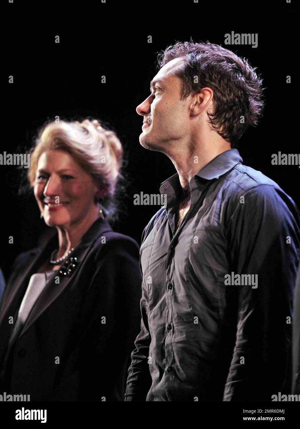 Actor Jude Law performs on the opening night of Hamlet on Broadway and ...