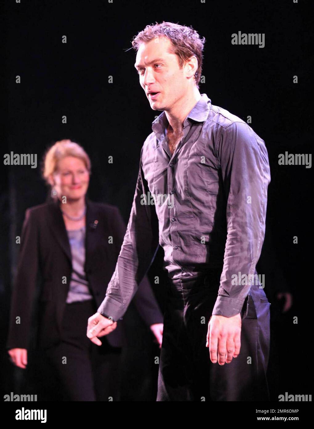 Actor Jude Law performs on the opening night of Hamlet on Broadway and ...