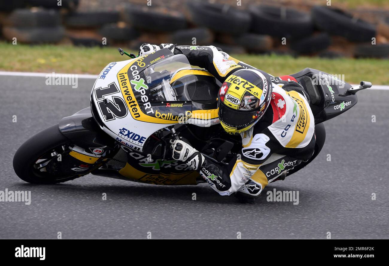Switzerland's Moto2 rider Thomas Luthi steers his Kalex during the ...