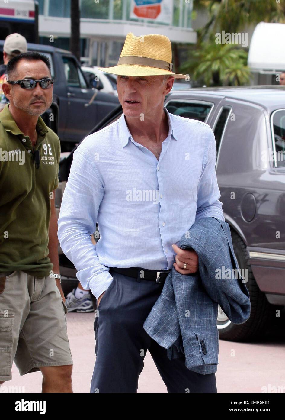 Ed Harris and Tony Plana film scenes on the location set for their new ...