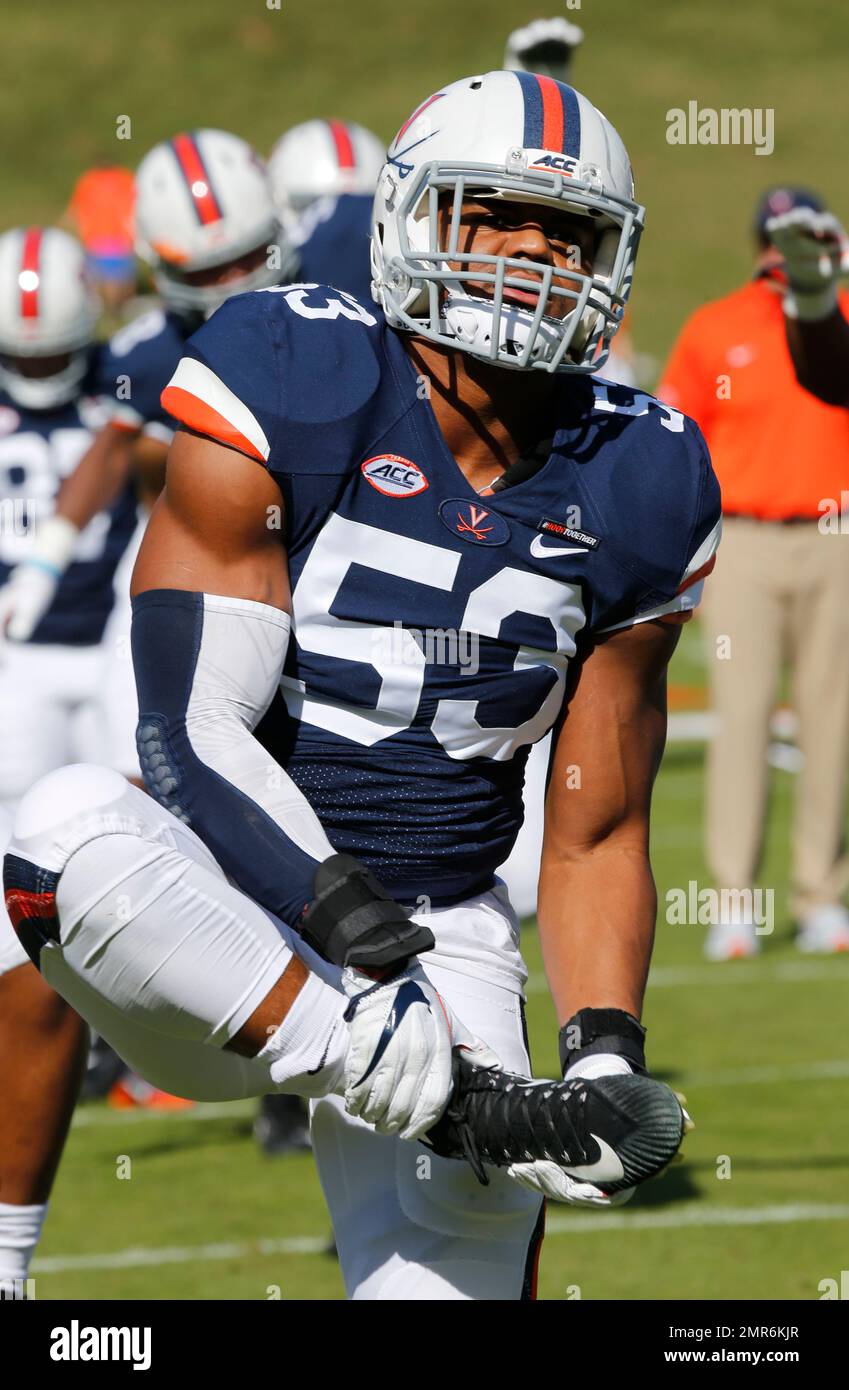 Virginia linebacker Micah Kiser (53) warms up prior to the start of an ...