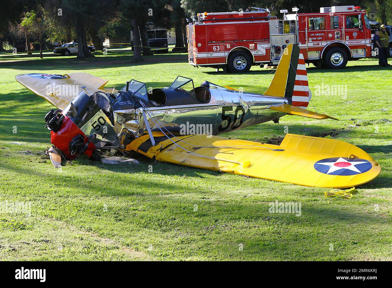 Harrison Ford's plane crash site at Penmar Golf Course. Los Angeles, CA ...