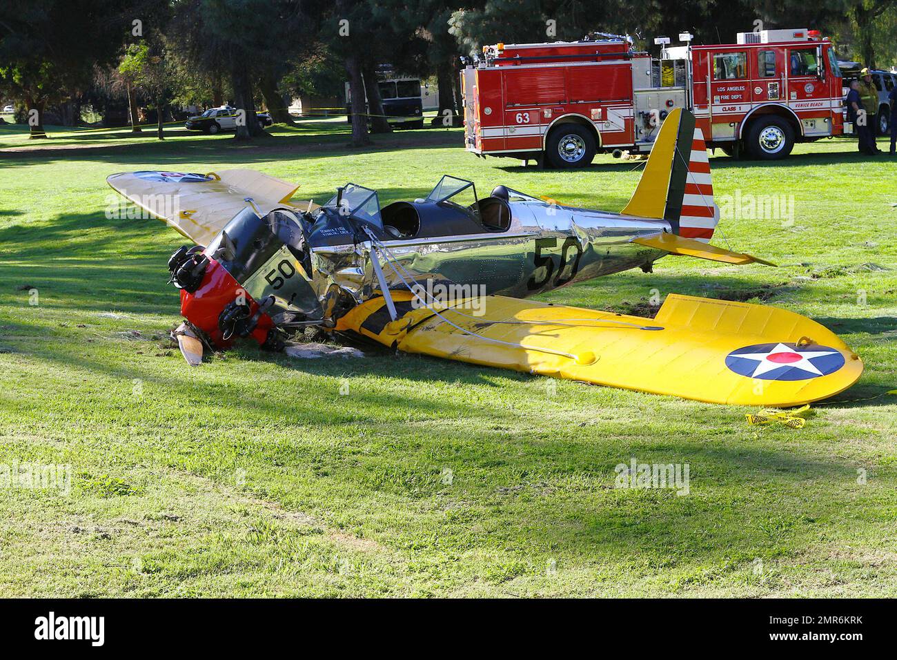 Harrison Ford's plane crash site at Penmar Golf Course. Los Angeles, CA ...