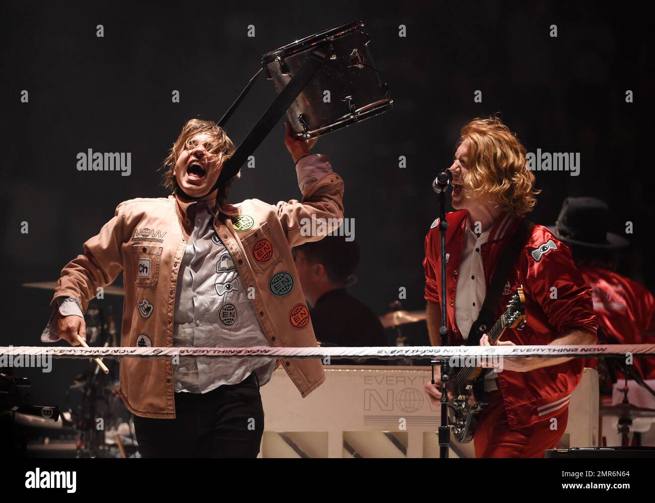 William Butler, left, and Richard Reed Parry of Arcade Fire perform ...