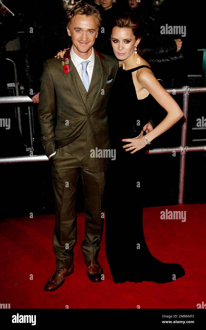 Tom Felton poses on the red carpet at the world premiere of Warner Bros ...