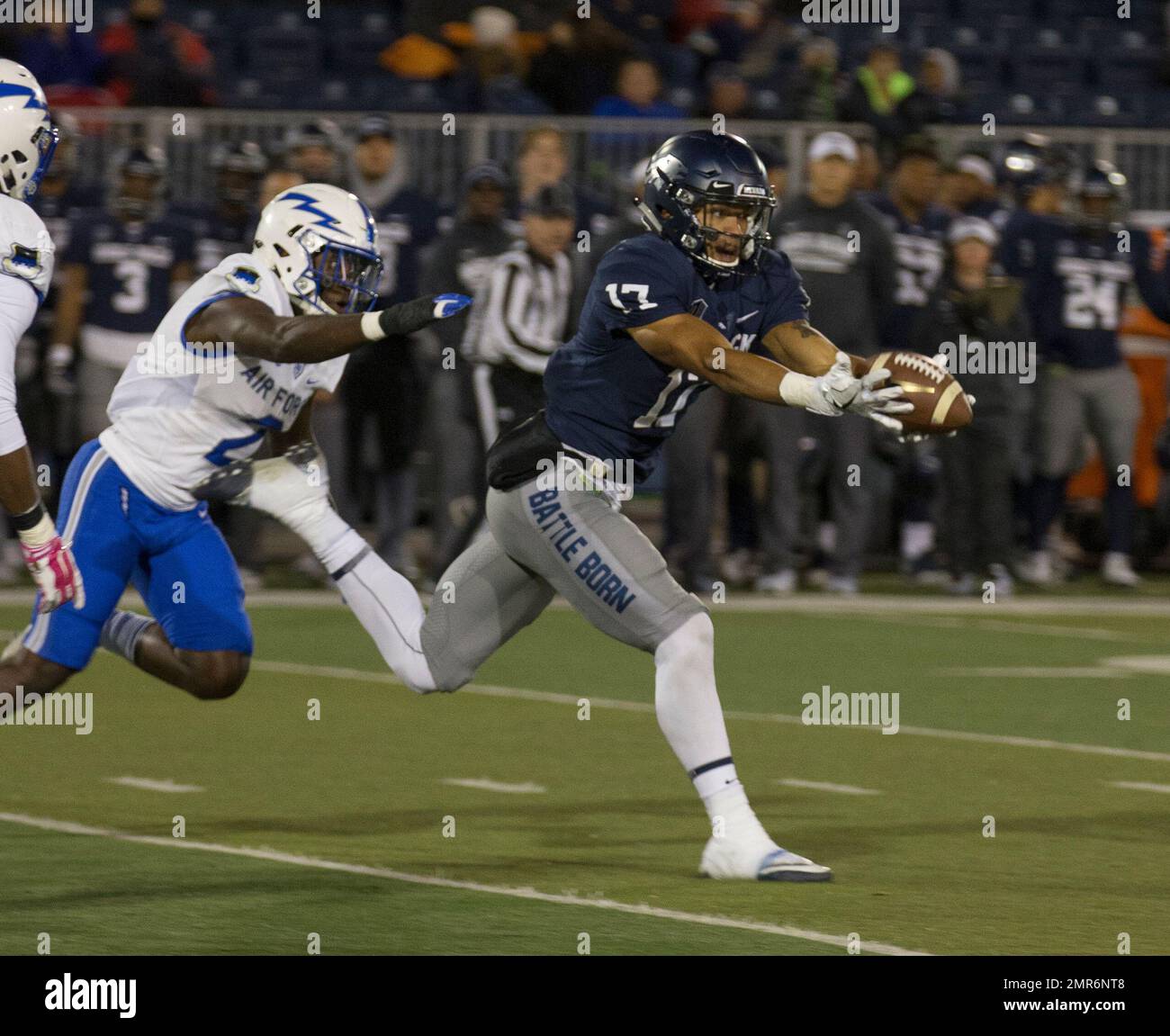 Nevada's Brendan O'Leary-Orange (17) makes the catch against Air Force ...