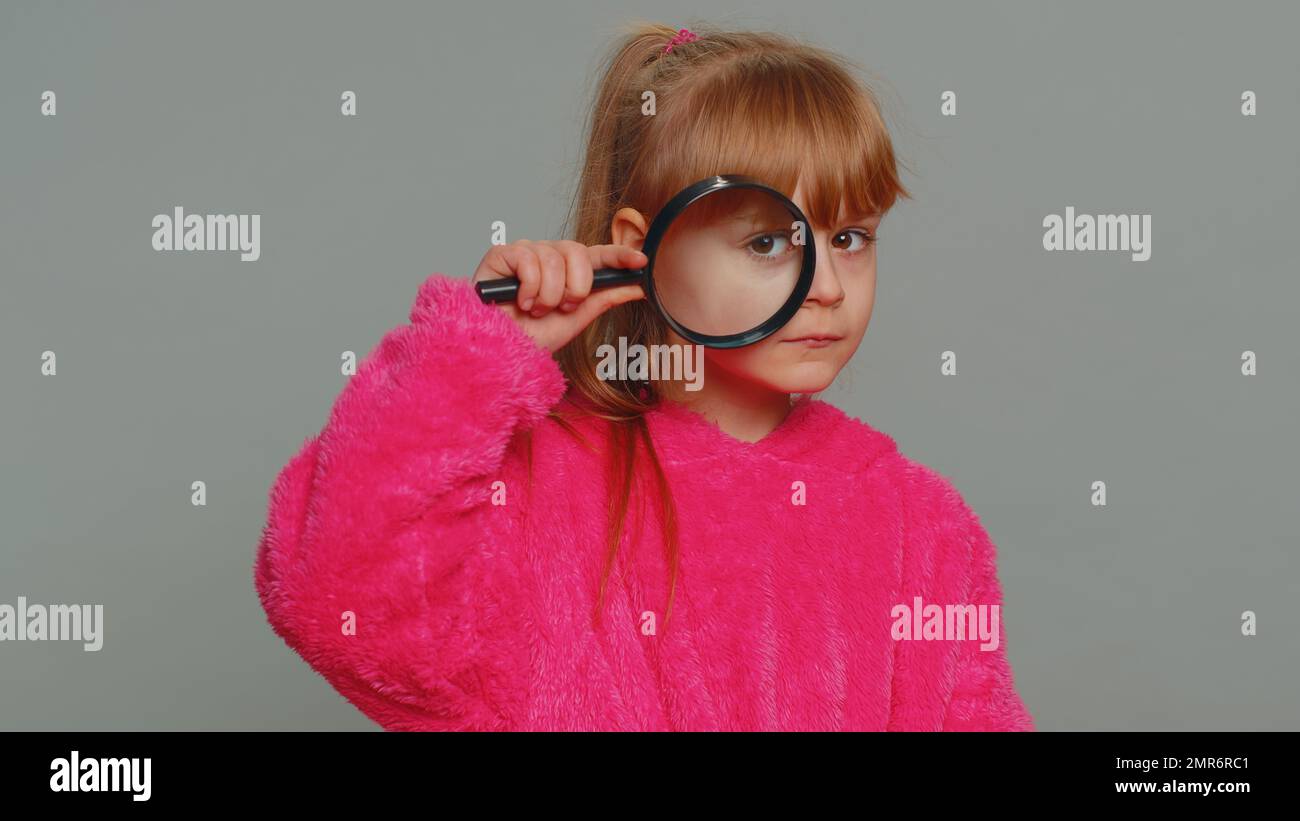 Curious investigator researcher scientist young preteen child girl kid ...