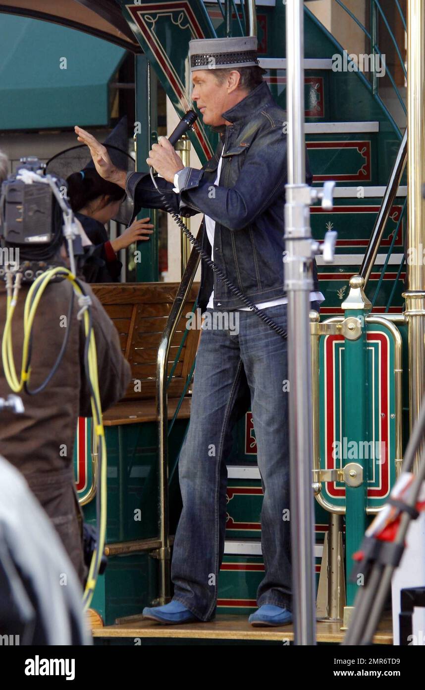 David Hasselhoff arrives for an interview with Maria Menounos on a ...