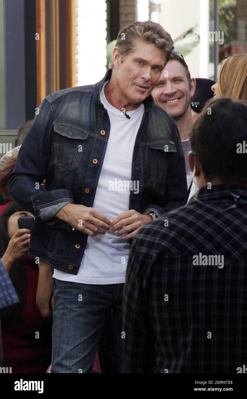 David Hasselhoff arrives for an interview with Maria Menounos on a ...