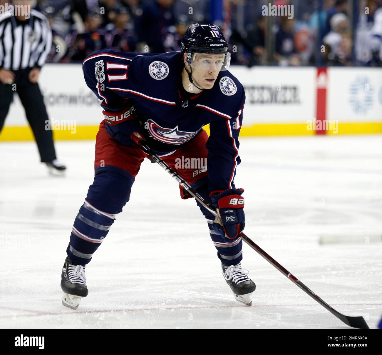 Columbus Blue Jackets forward Matt Calvert is seen against the Tampa ...