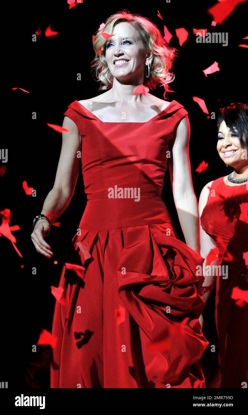 Actress Felicity Huffman models a red dress at the annual Heart Truth ...
