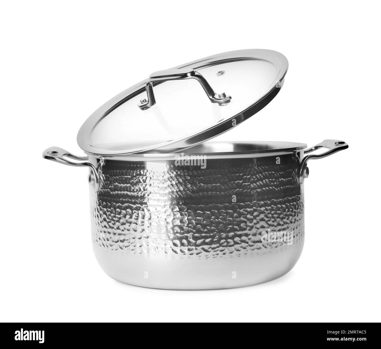 Steel pot with lid isolated on white Stock Photo - Alamy