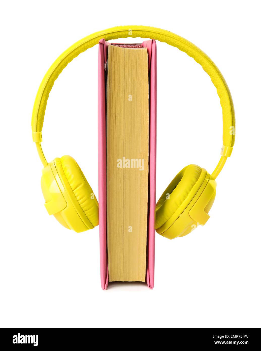 Book and modern headphones isolated on white Stock Photo - Alamy