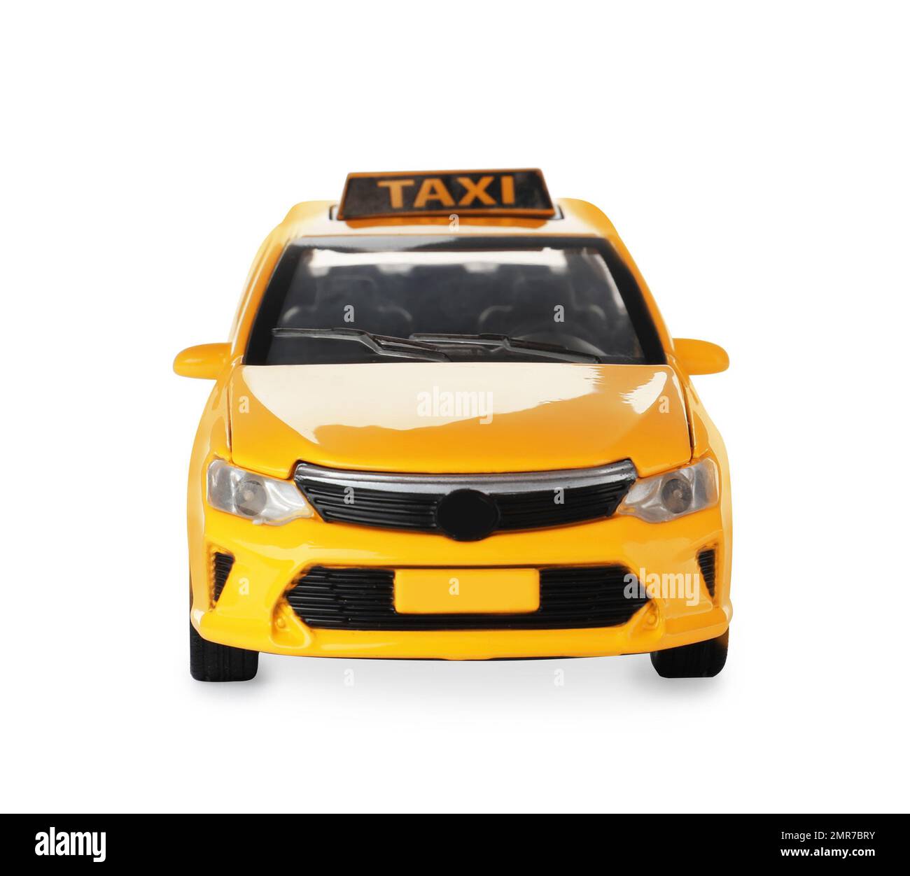 Yellow taxi car model isolated on white Stock Photo - Alamy