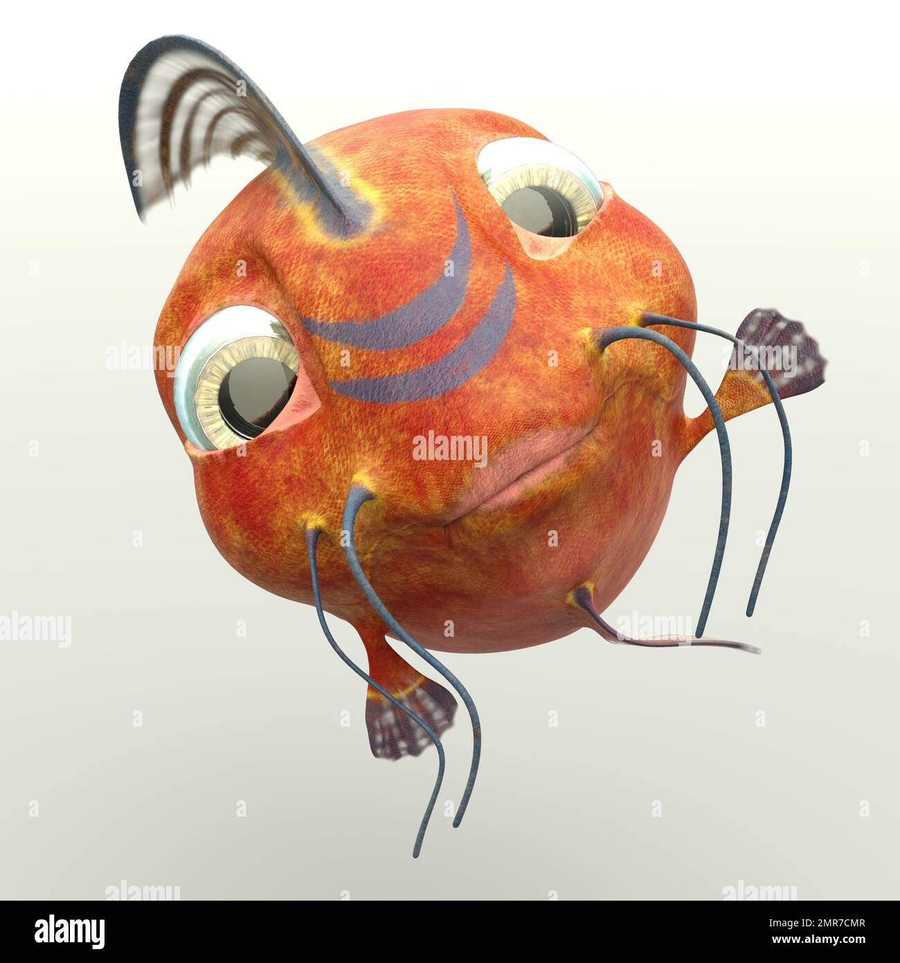 3d-illustration of an isolated colorful alien fantasy fish creature ...