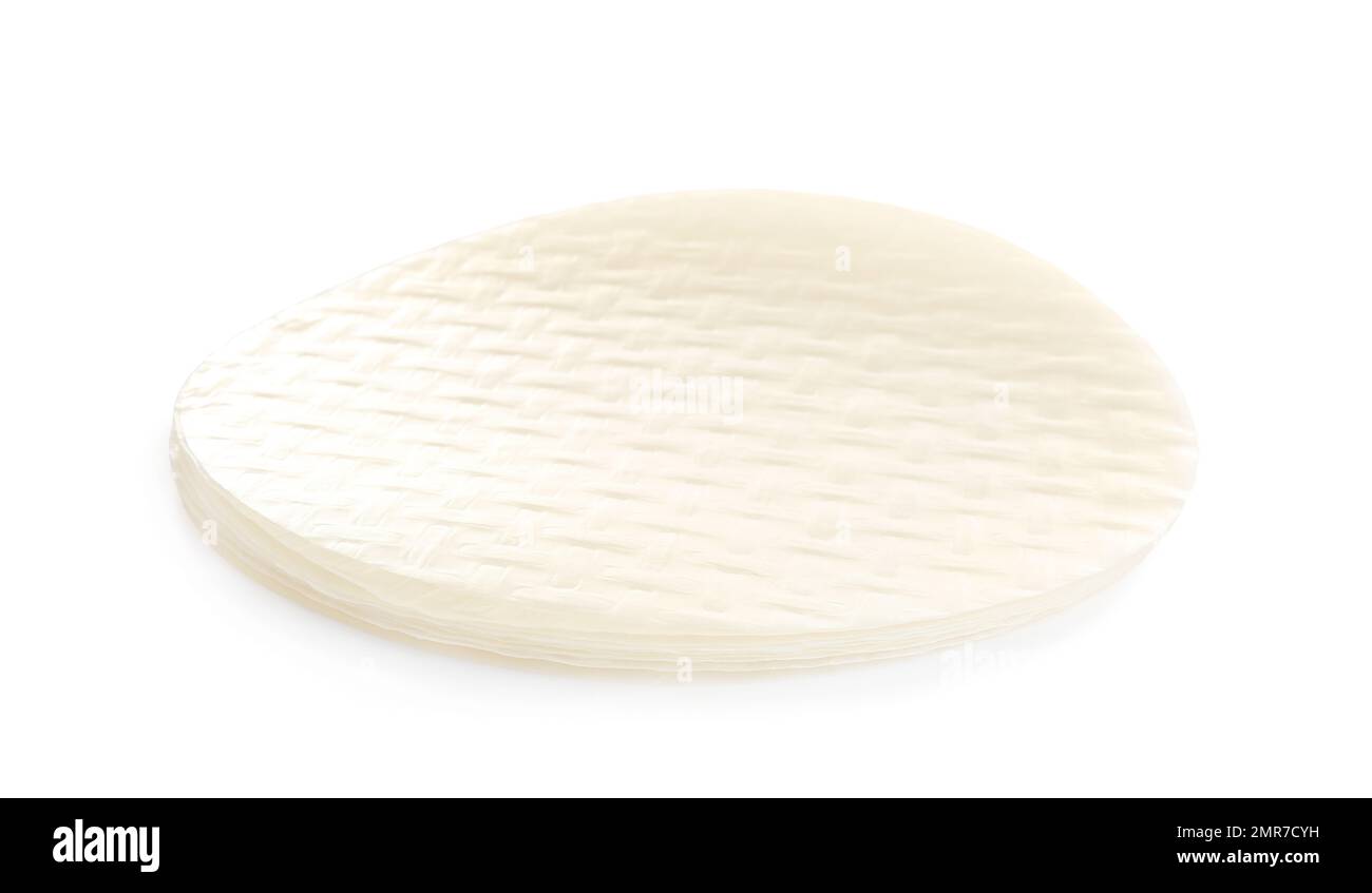 Stack of dry rice paper isolated on white Stock Photo - Alamy