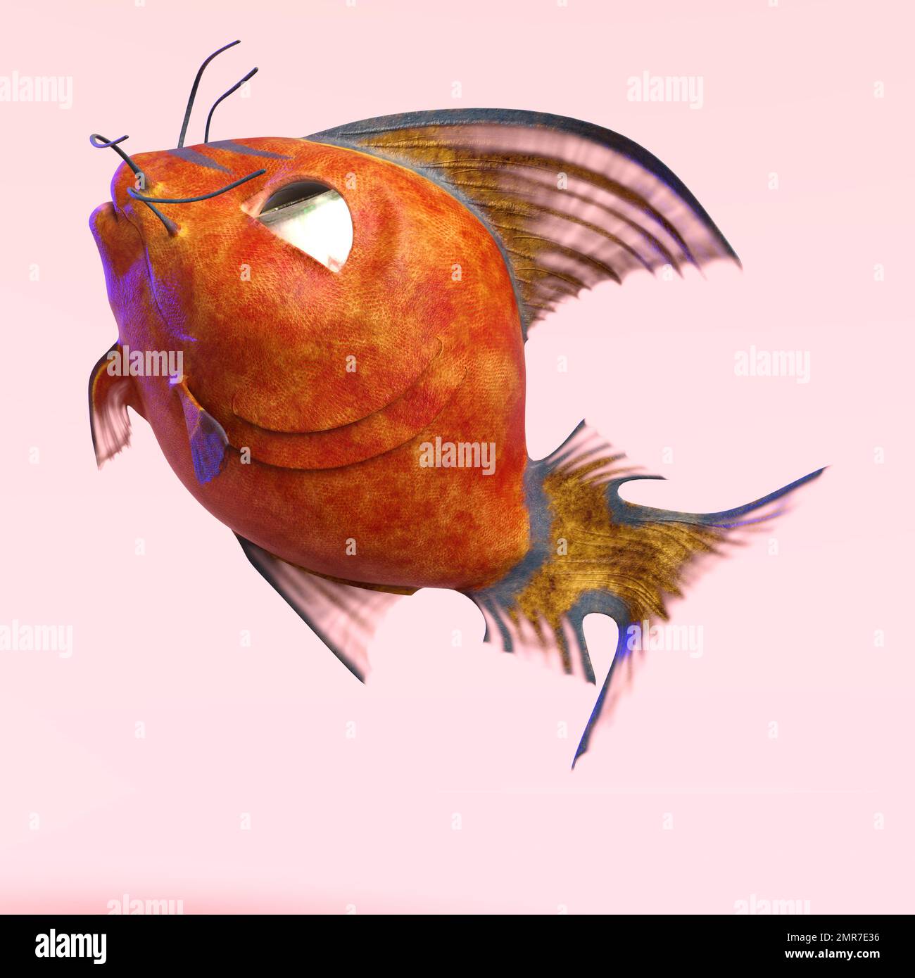 3d-illustration of an isolated colorful alien fantasy fish creature ...