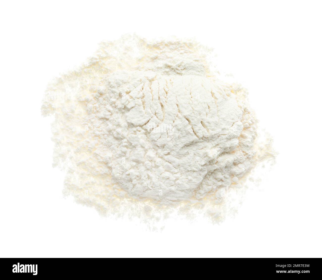 Pile of organic flour isolated on white, top view Stock Photo - Alamy