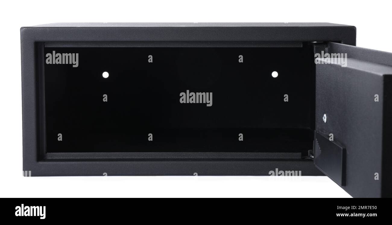 Empty black steel safe isolated on white Stock Photo - Alamy