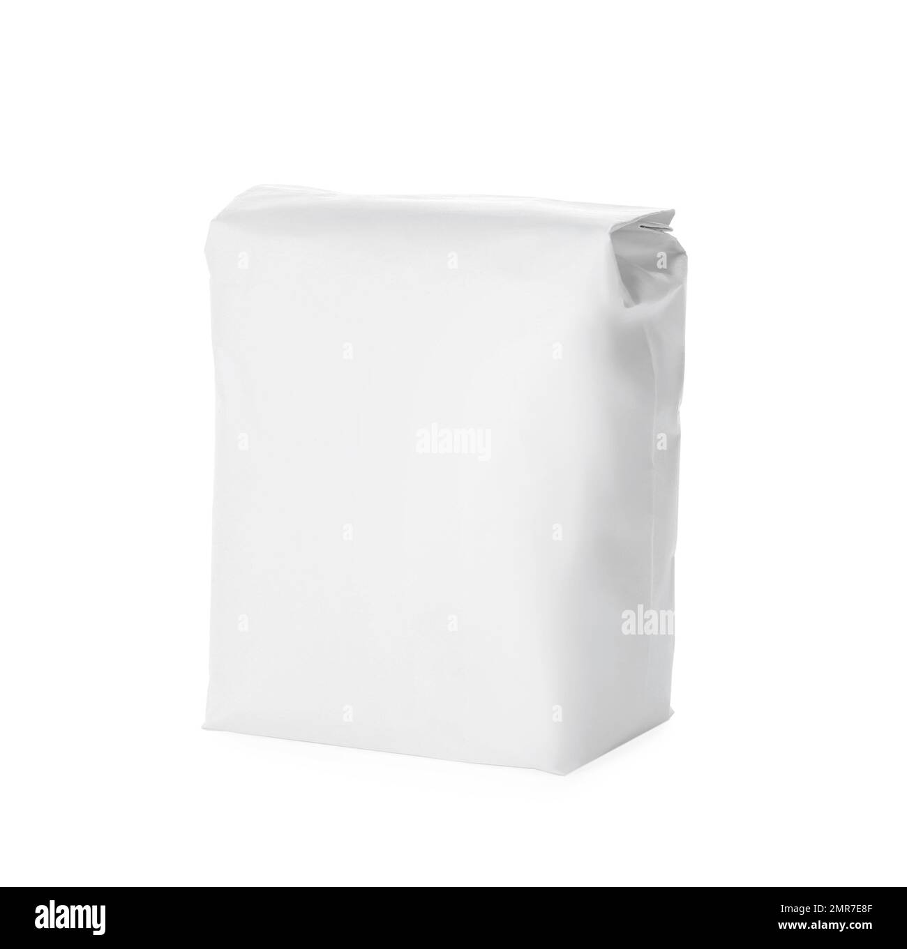 Pack of flour isolated on white. Mockup for design Stock Photo - Alamy