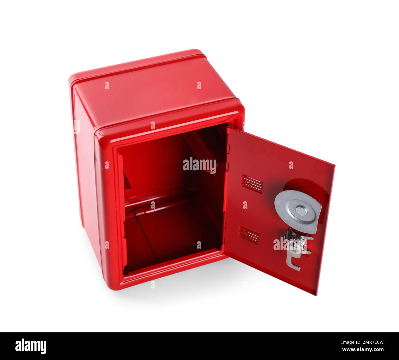Open red steel safe isolated on white Stock Photo - Alamy