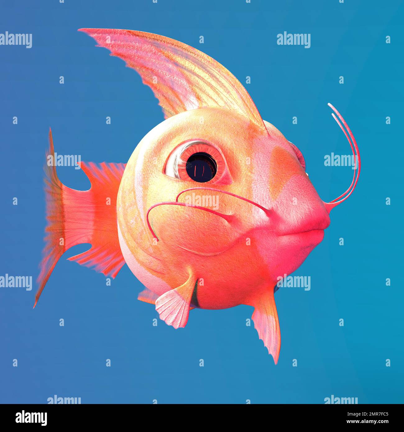 3d-illustration of an isolated colorful alien fantasy fish creature ...