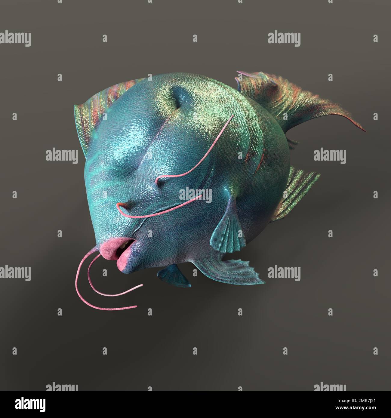 3d-illustration of an isolated colorful alien fantasy fish creature ...