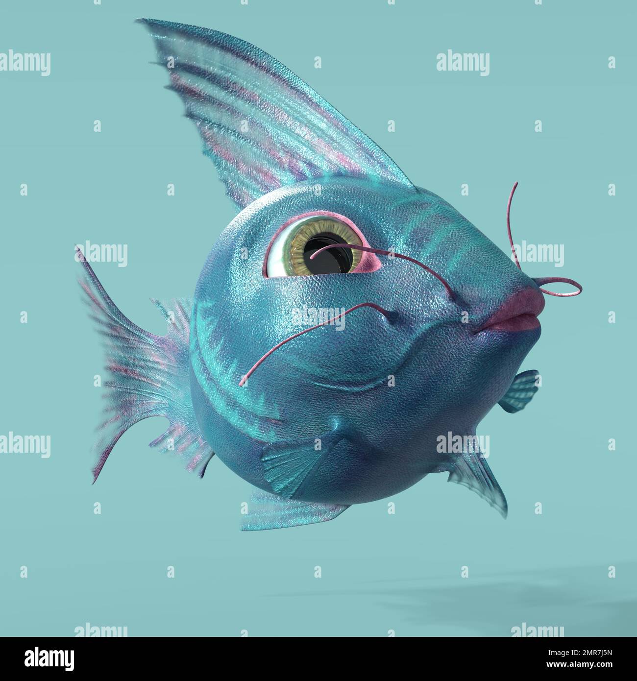 3d-illustration of an isolated colorful alien fantasy fish creature ...
