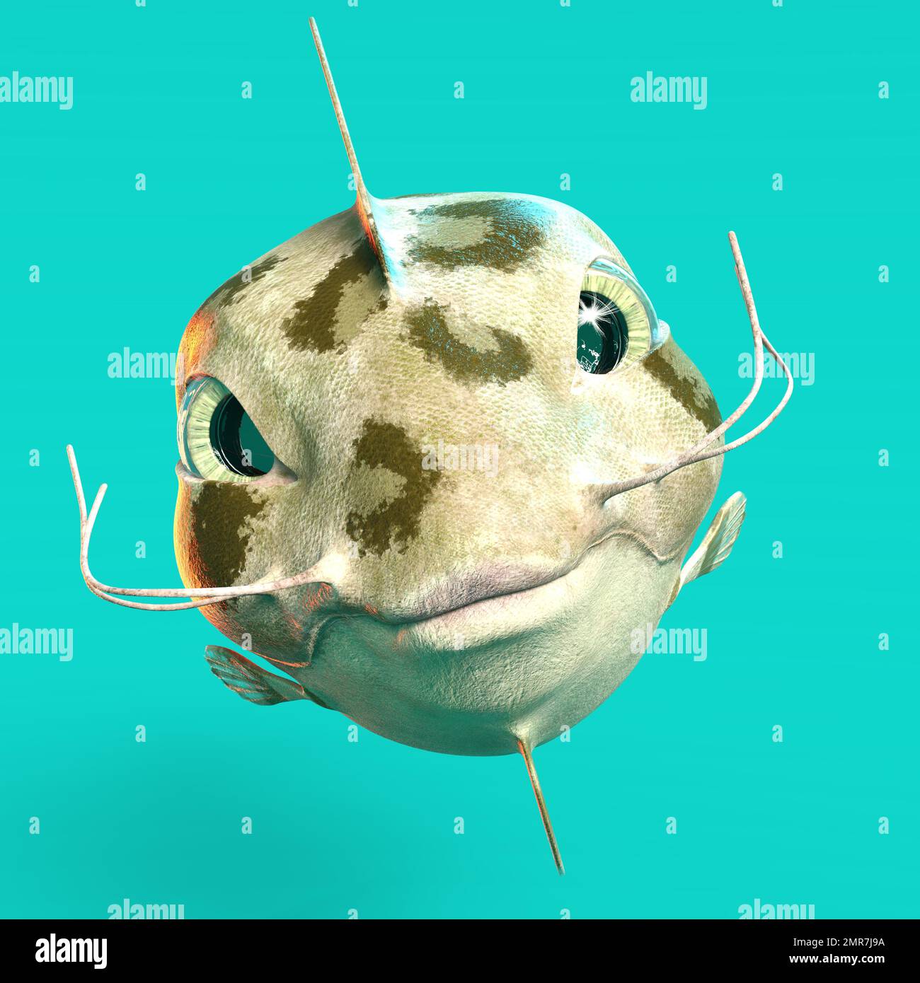 3d-illustration of an isolated colorful alien fantasy fish creature ...