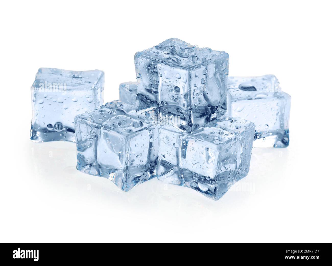 Crystal clear ice cubes isolated on white Stock Photo - Alamy