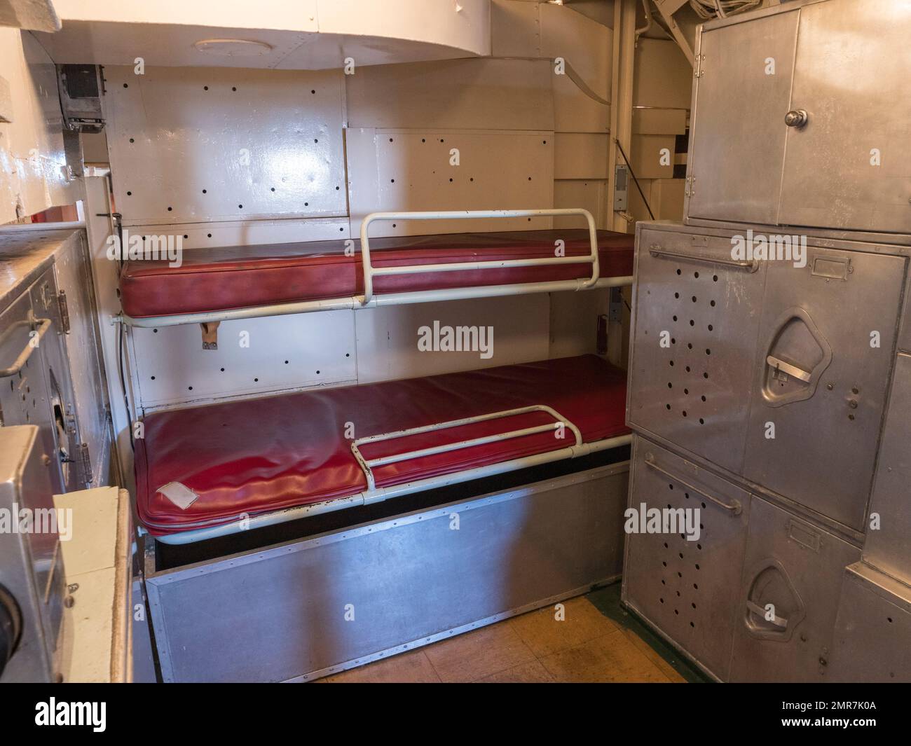 Sleeping bunks inside HMS Cavalier (D73/R73), a C-class destroyer on ...