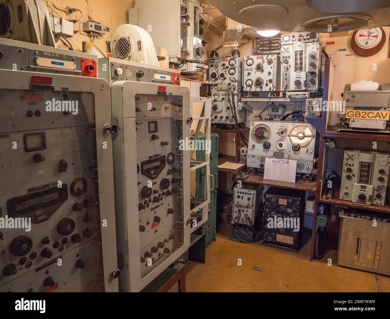 Bridge wireless office inside HMS Cavalier (D73/R73), a C-class ...