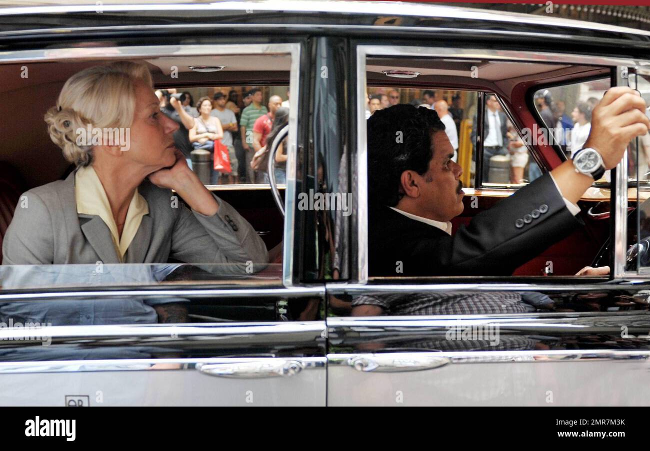 Actress Helen Mirren films scenes on the set of "Arthur" with actors ...
