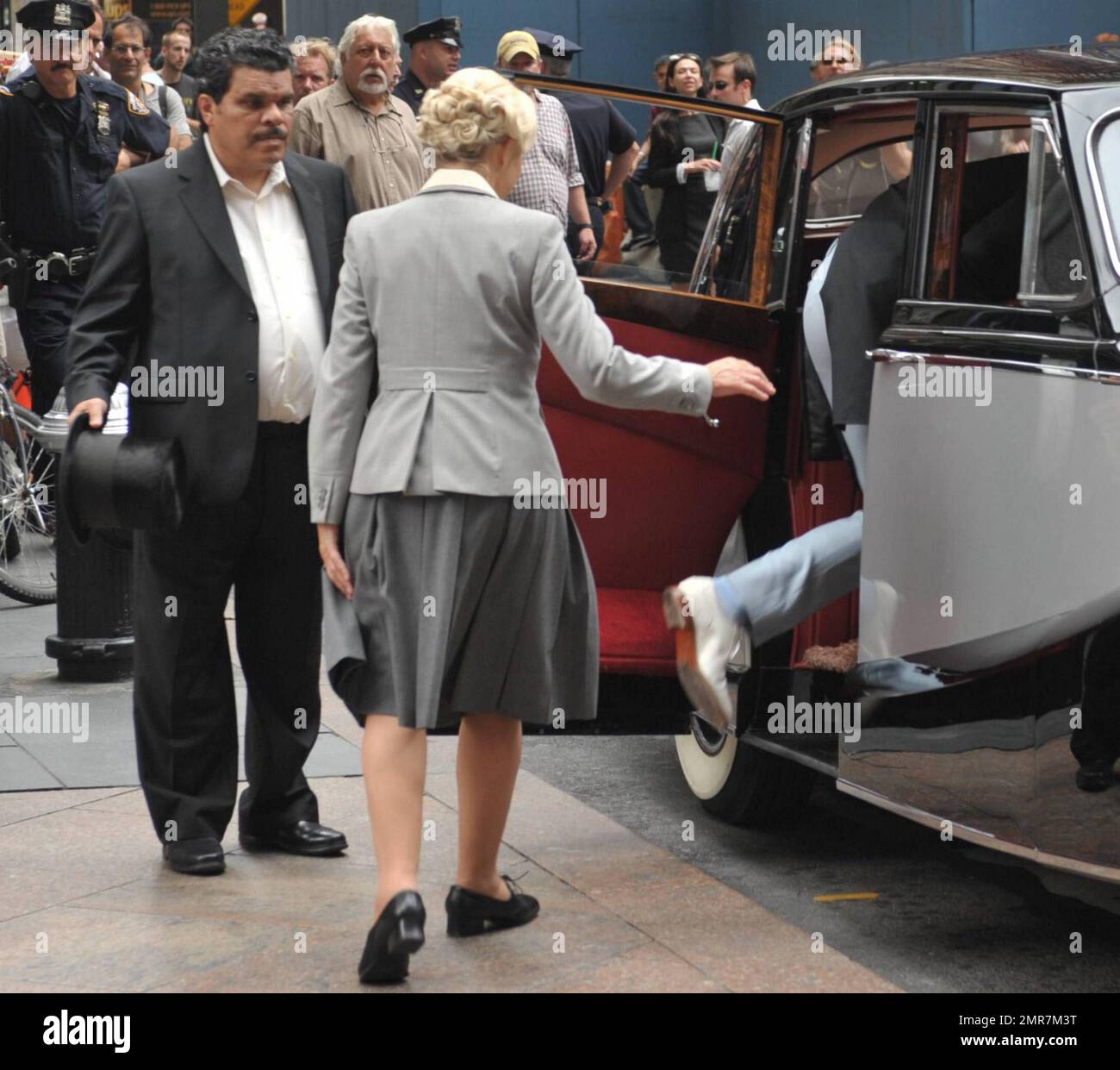 Actress Helen Mirren films scenes on the set of "Arthur" with actors ...