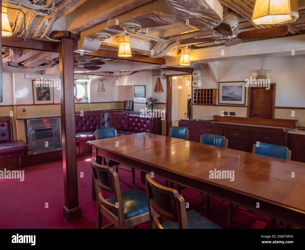 Officers Mess inside HMS Cavalier (D73/R73), a C-class destroyer on ...
