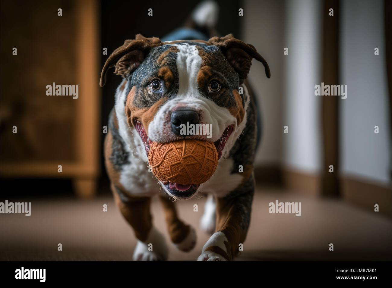 Loyal Companion: Playful Dog Biting Toy with Endearing Expression Stock ...