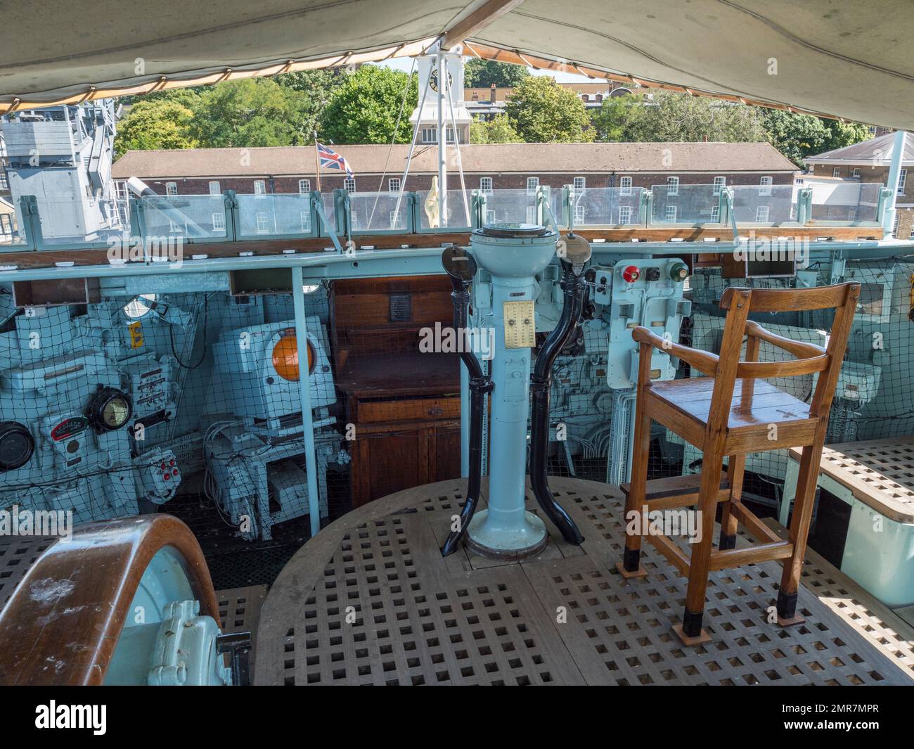 The bridge on HMS Cavalier (D73/R73), a C-class destroyer on display in ...