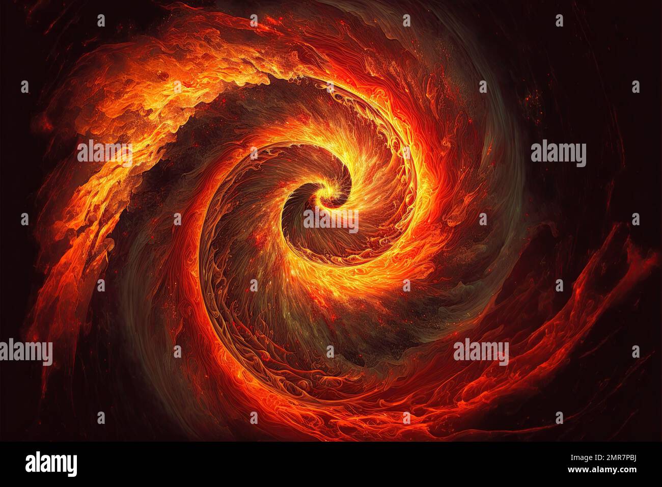 The night sky was illuminated by a fierce, fiery whirlwind, representing the concept of a ...