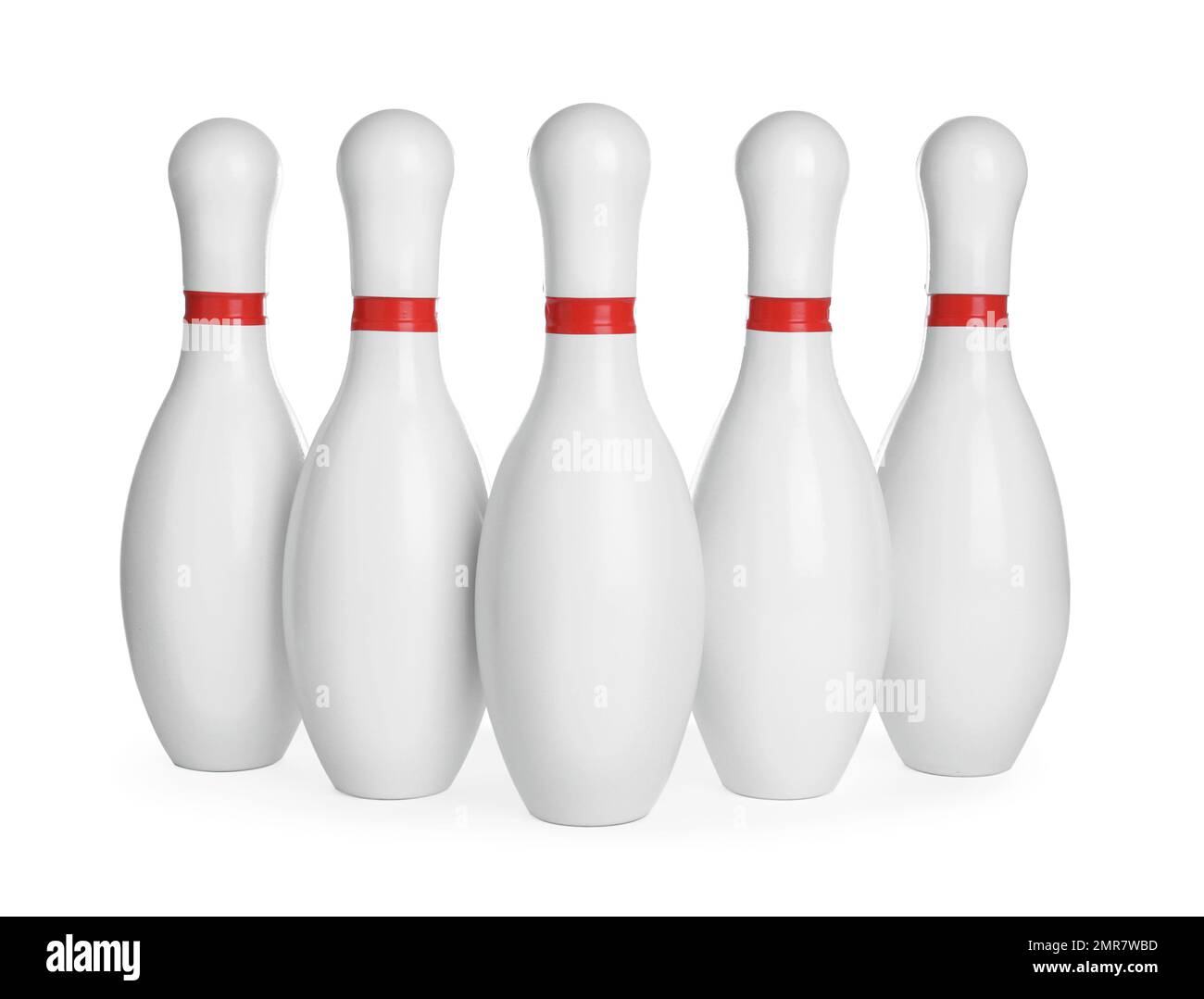 Bowling pins with red stripes isolated on white Stock Photo - Alamy
