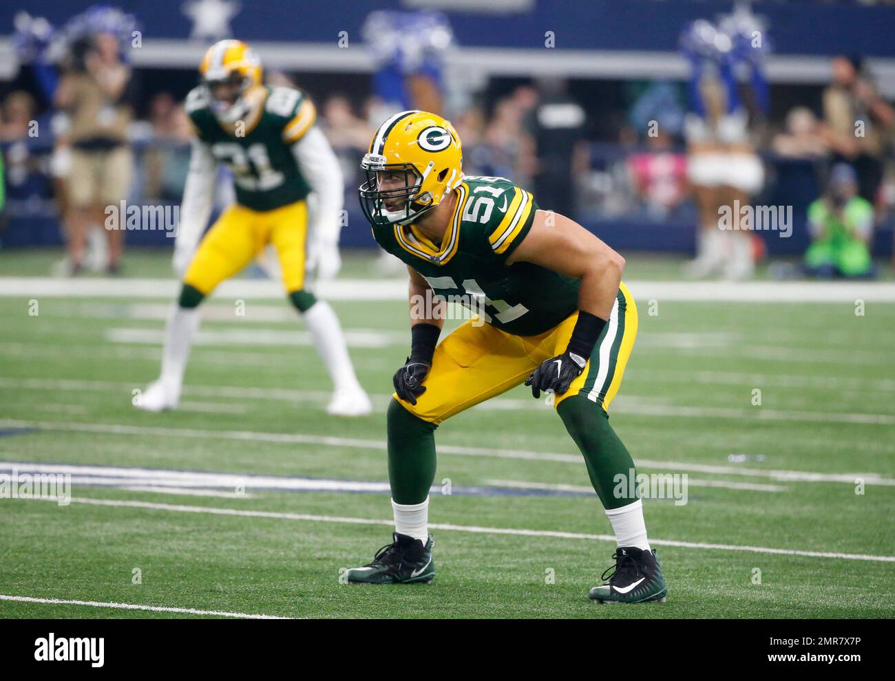 Green Bay Packers linebacker Kyler Fackrell (51) stands at the line of ...