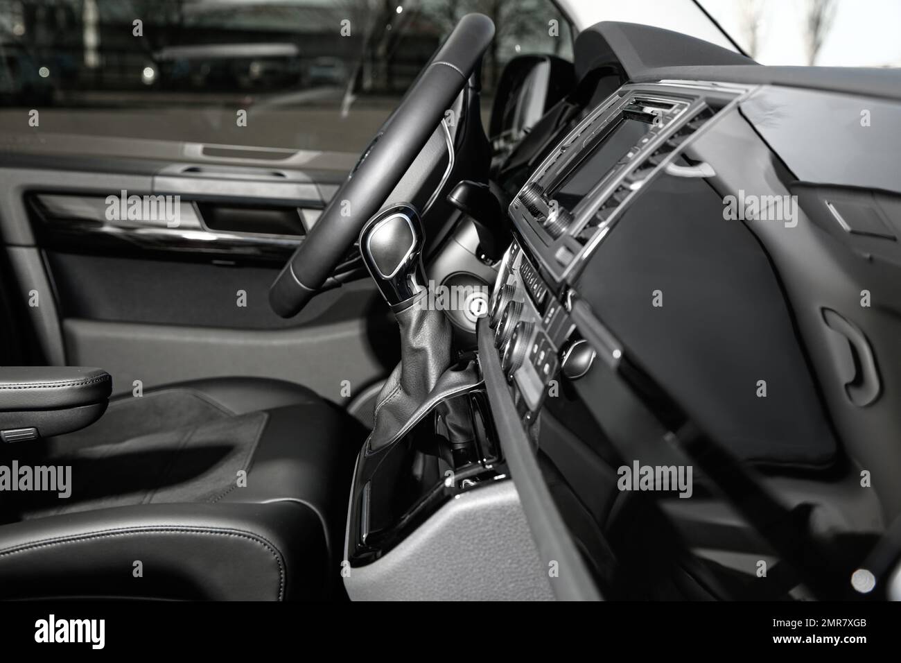 Closeup view of new modern car inside Stock Photo - Alamy