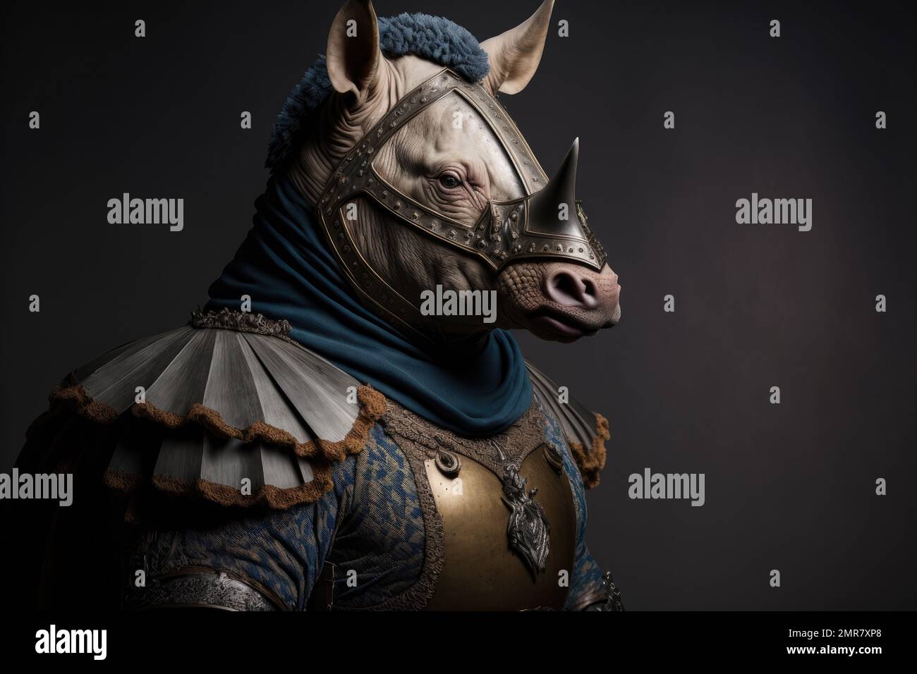 Medieval Rhino: Majestic Beast in Historic Armor Stock Photo - Alamy