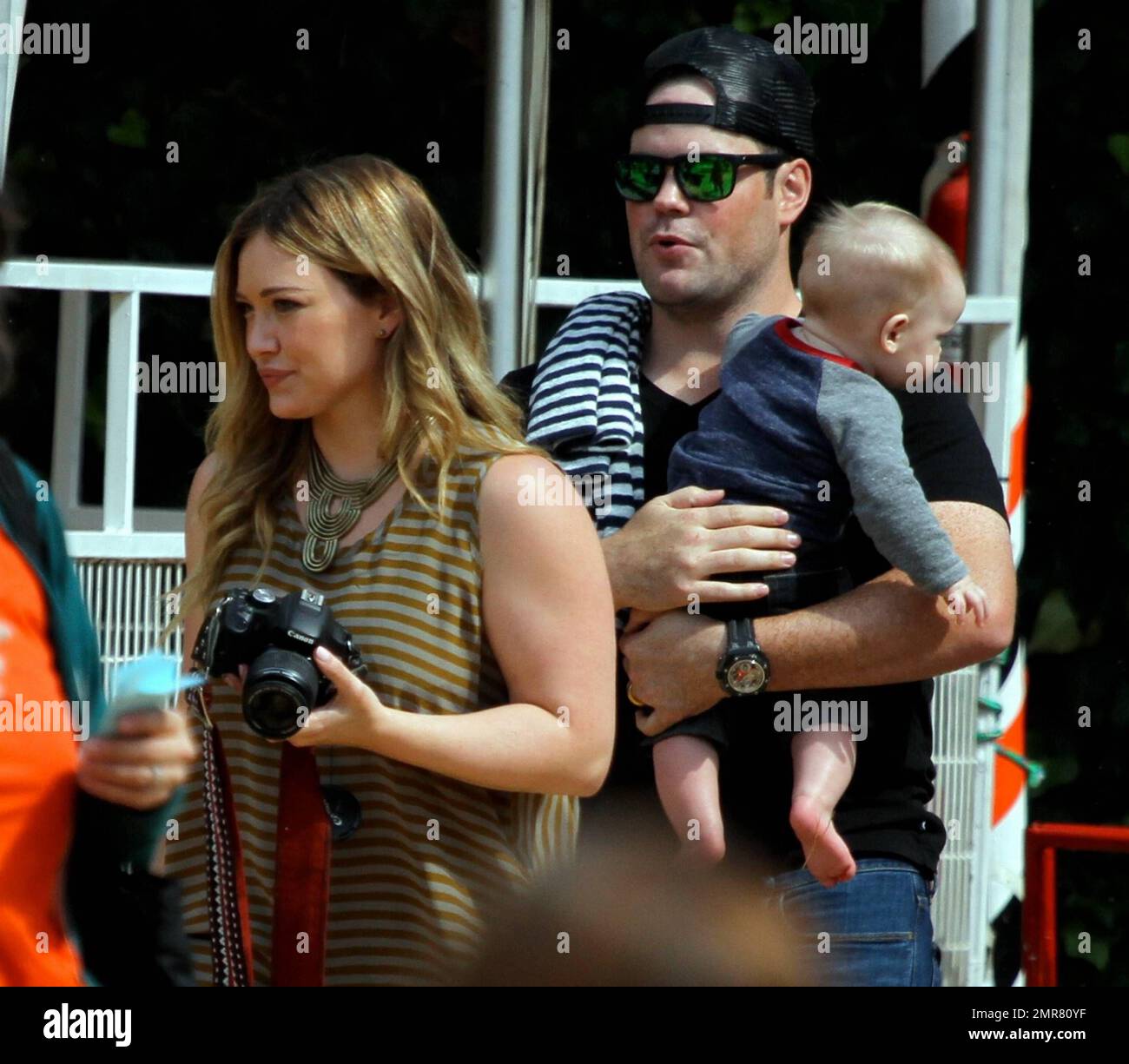 Hilary Duff along with husband Mike Comrie and son Luca Cruz Comrie ...