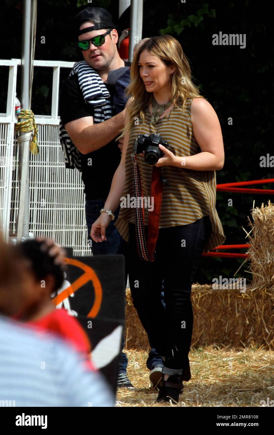 Hilary Duff along with husband Mike Comrie and son Luca Cruz Comrie ...