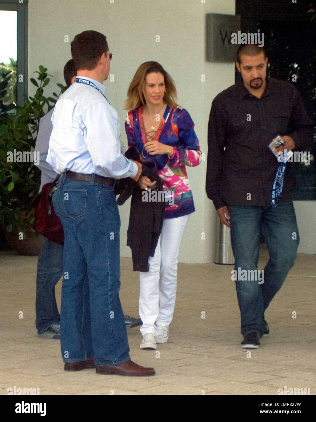 American actress, Hilary Swank, is spotted leaving a hotel on South ...