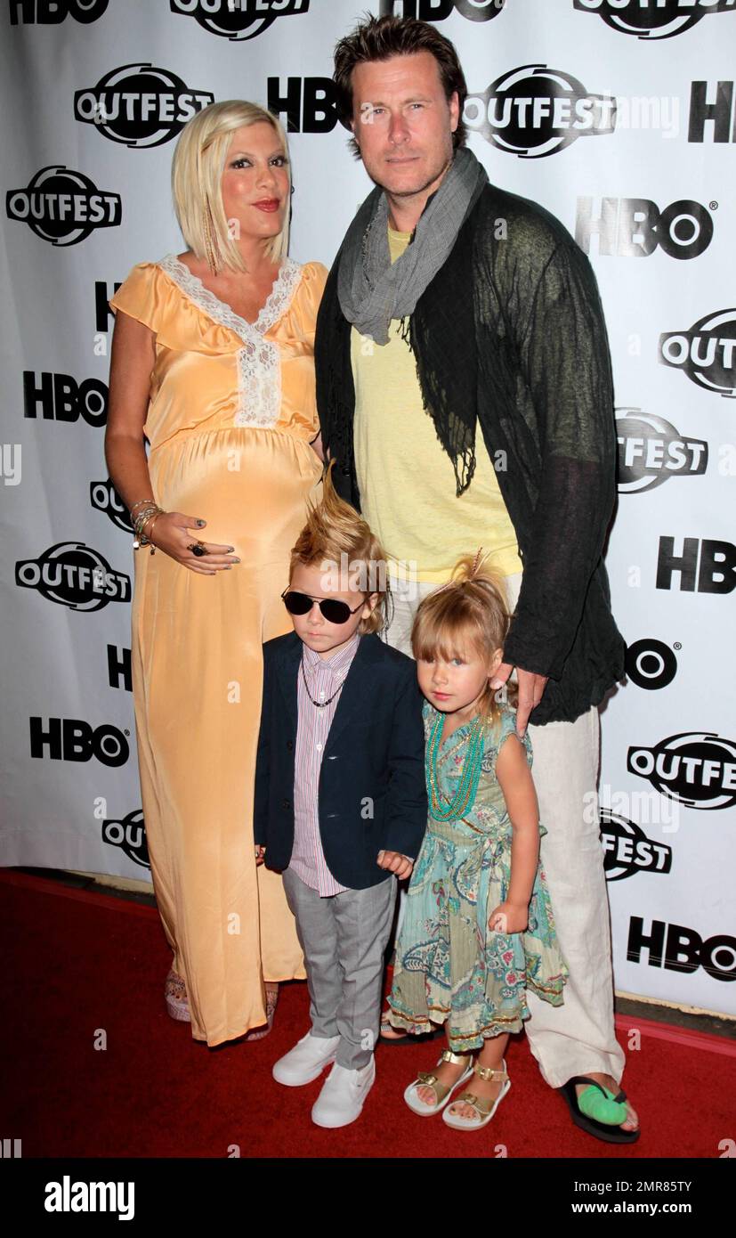 Actress Tori Spelling with her husband Dean McDermott and children Liam ...