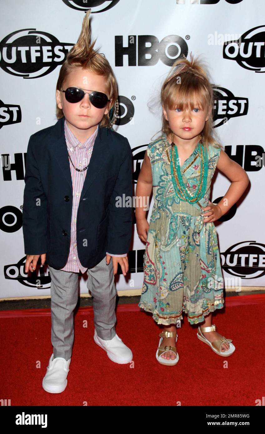 Actress Tori Spelling's children Liam and Stella attending the premiere ...