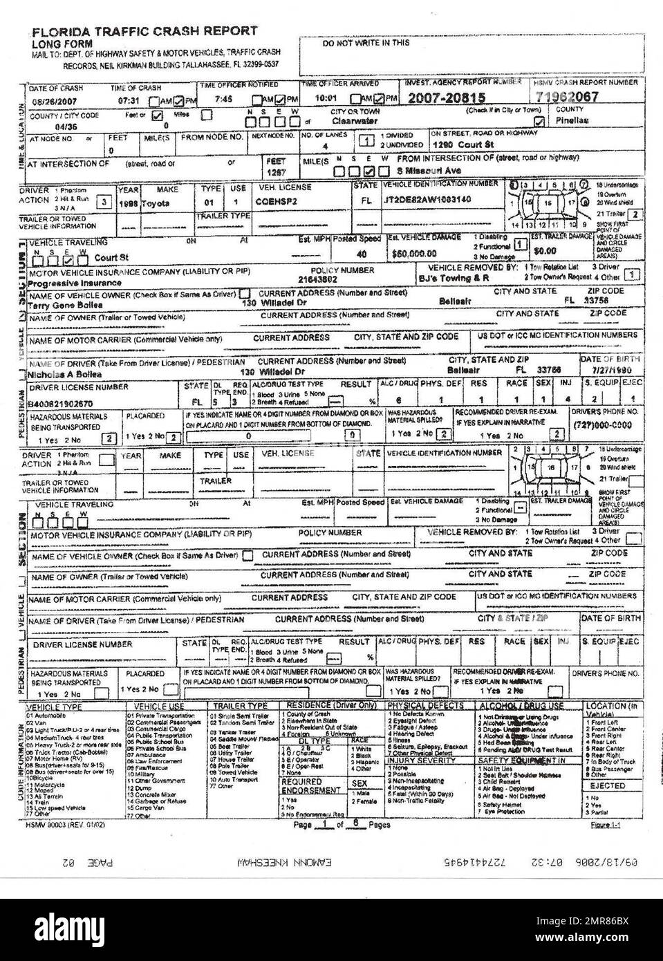 Nick Hogan Supra Crash