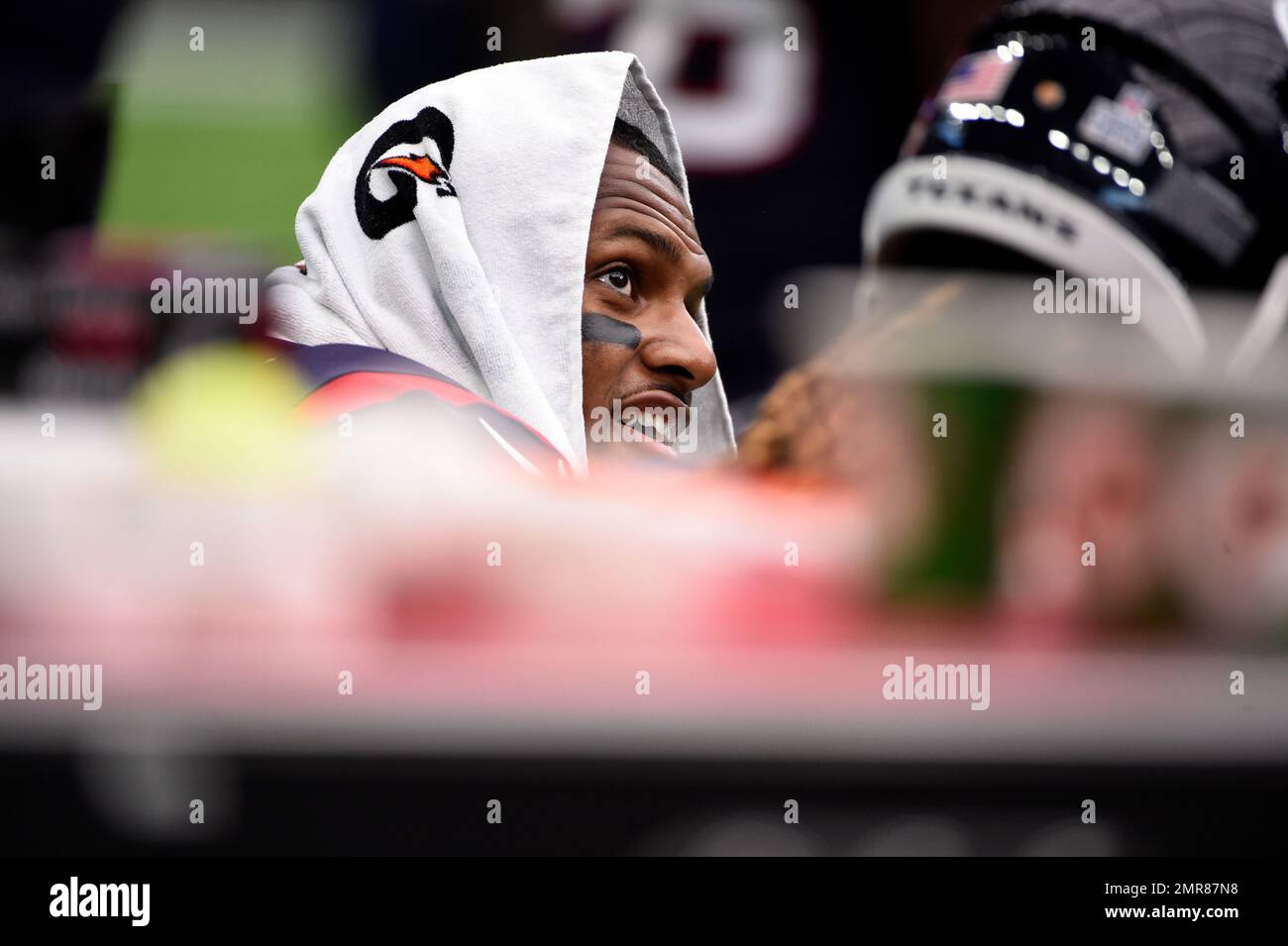 Houston Texans' Deshaun Watson (4) sits on the bench during an NFL ...