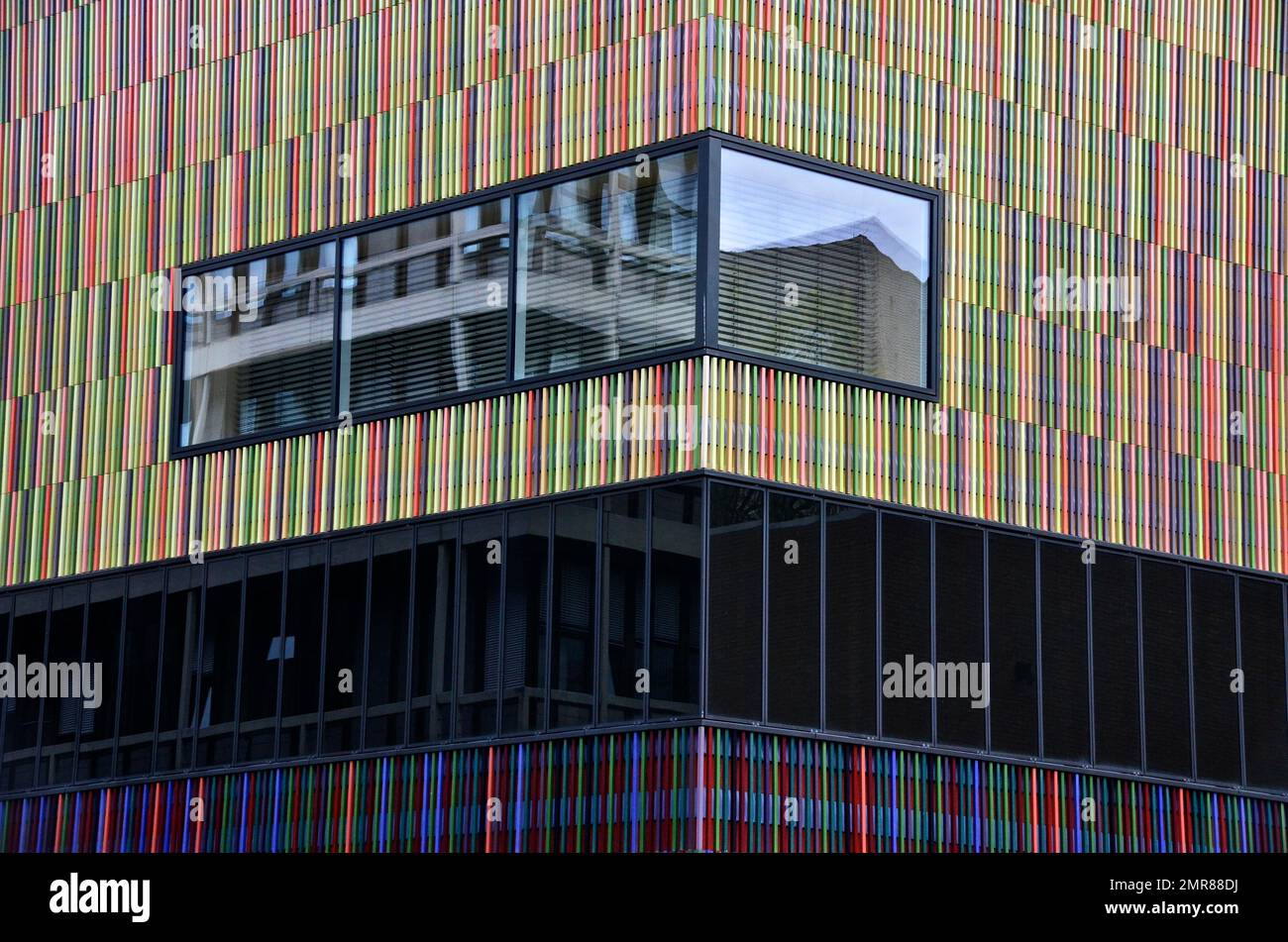 Corner with window of Museum Brandhorst, Munich, Bavaria, Germany ...